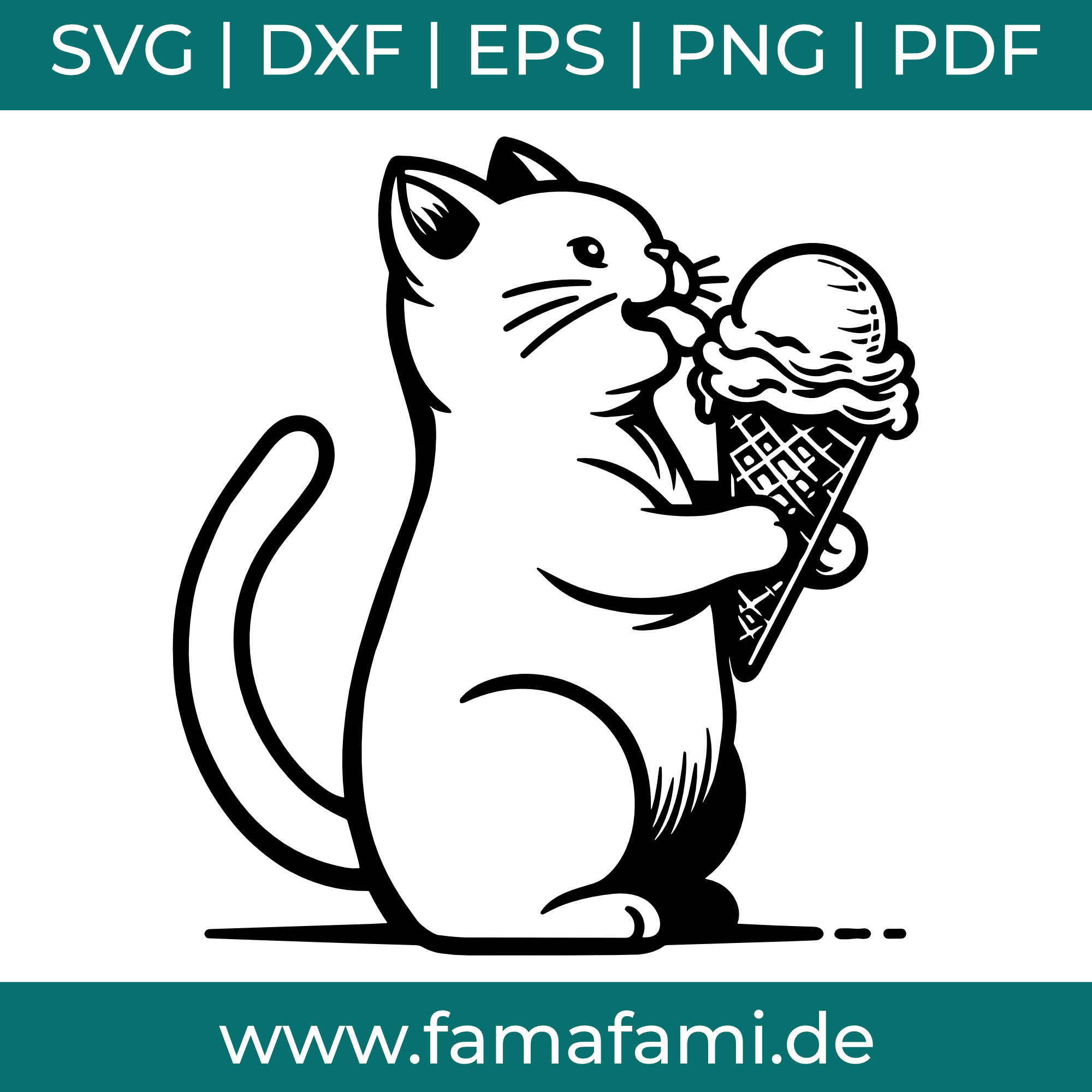 Katze mit Eiscreme - Kostenlose SVG | DXF | EPS | PNG | PDF